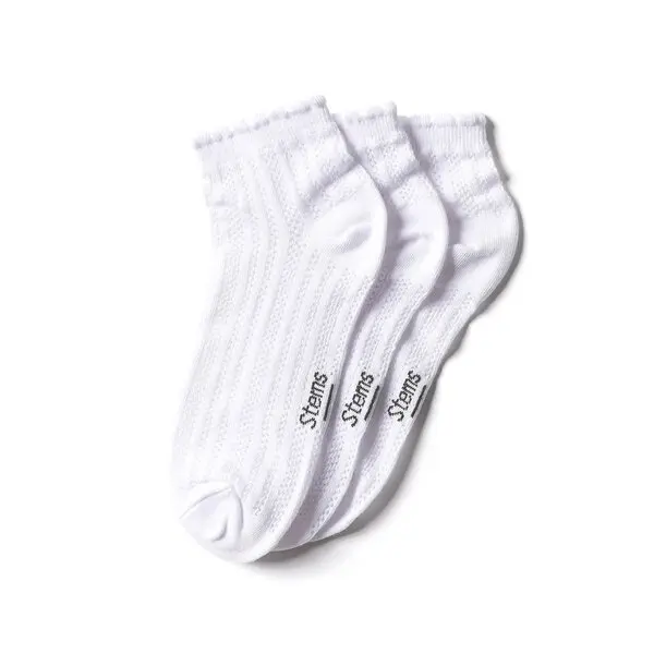 STEMS 3-pack Lace Knit Ankle Socks - White