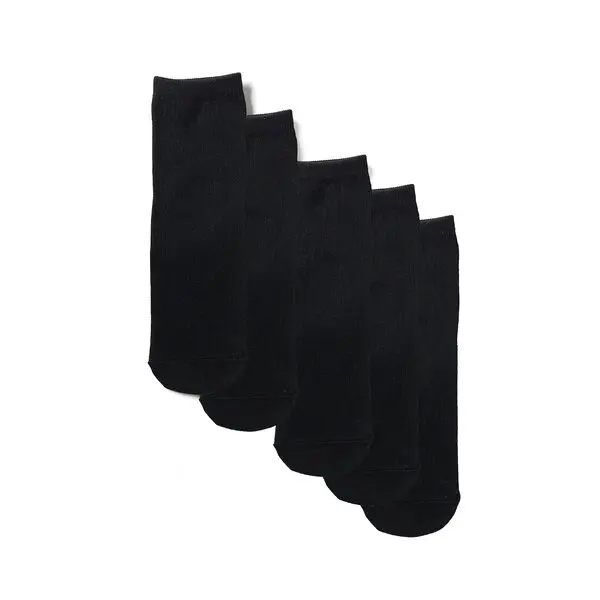 STEMS 5-pack Ribbed Cotton Blend Ankle Socks - Black