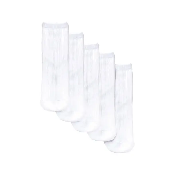 STEMS 5-pack Ribbed Cotton Blend Ankle Socks - White