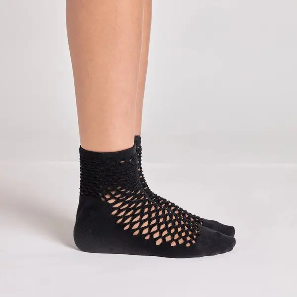 STEMS Netted Crew Socks - Black