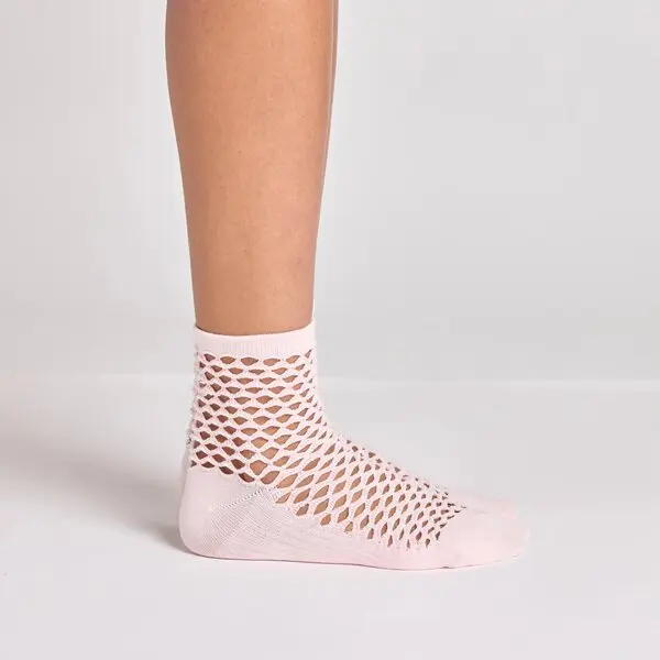STEMS Netted Crew Socks - Pink Rose