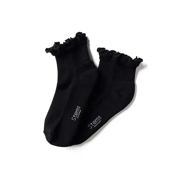 STEMS Ruffle Twist Ankle Socks - Black