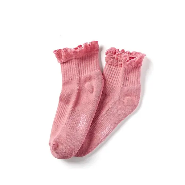 STEMS Ruffle Twist Ankle Socks - Pink