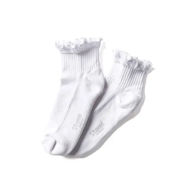 STEMS Ruffle Twist Ankle Socks - White