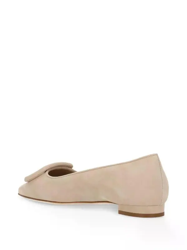 Manolo Blahnik Beige Suede Buckle Detail Pumps