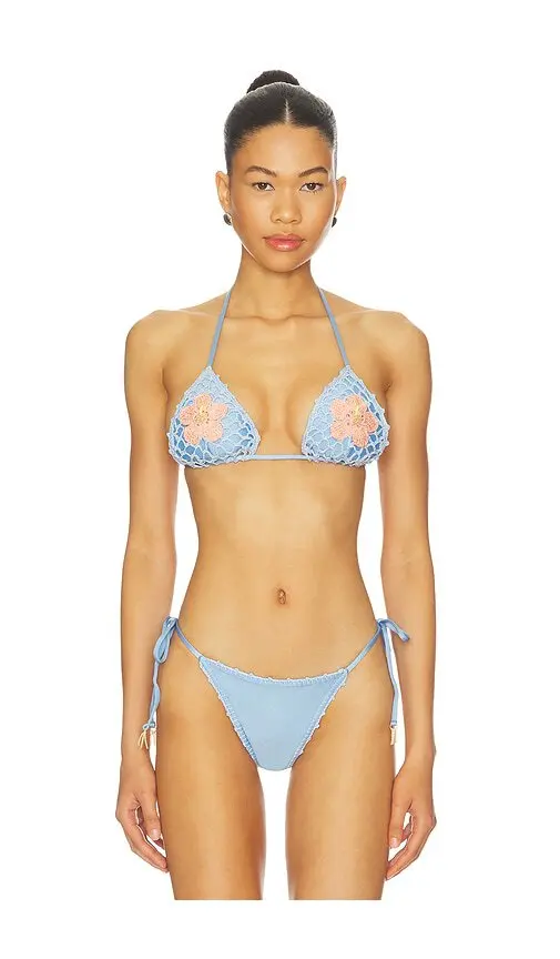 CAPITTANA Missy Flowers Bikini Top - Blue