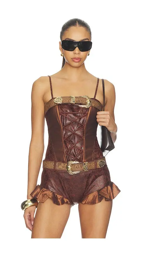 KIM SHUI Lace-up Corset Top