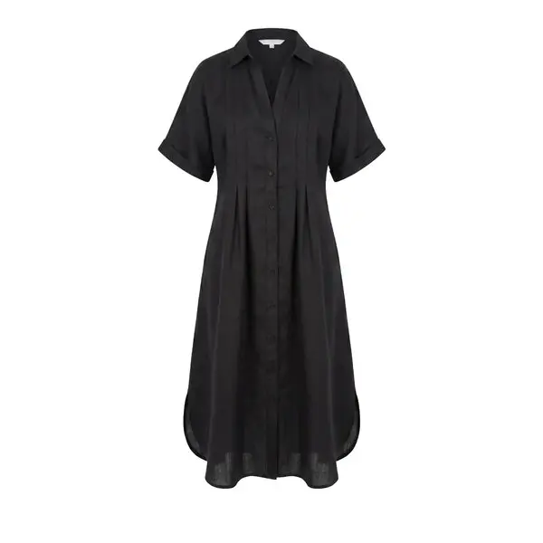 Adrift Clothing Bridget Linen Pleated Midi Dress