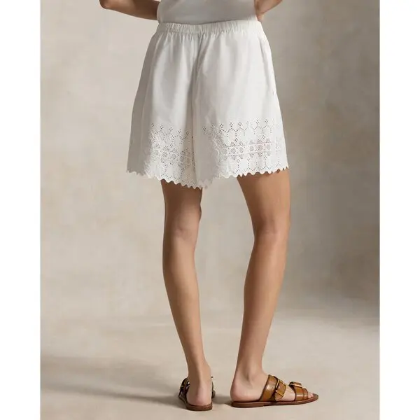 Ralph Lauren Cotton Eyelet Embroidered Drawstring Shorts