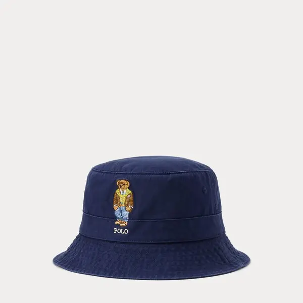 Ralph Lauren Polo Bear Embroidered Cotton Twill Bucket Hat - Newport Navy