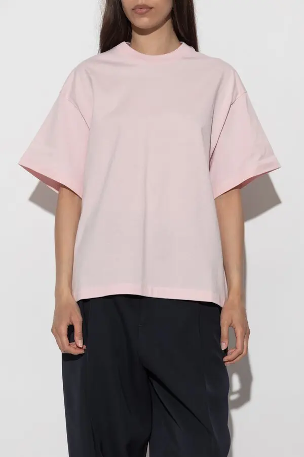 JIL SANDER Cotton T-shirt With Printed Logo - Pink