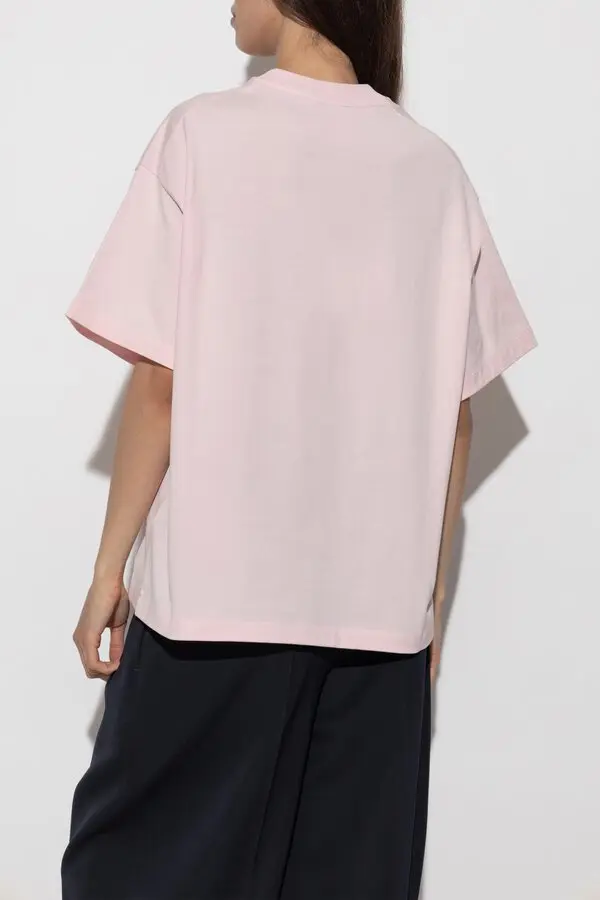 JIL SANDER Cotton T-shirt With Printed Logo - Pink