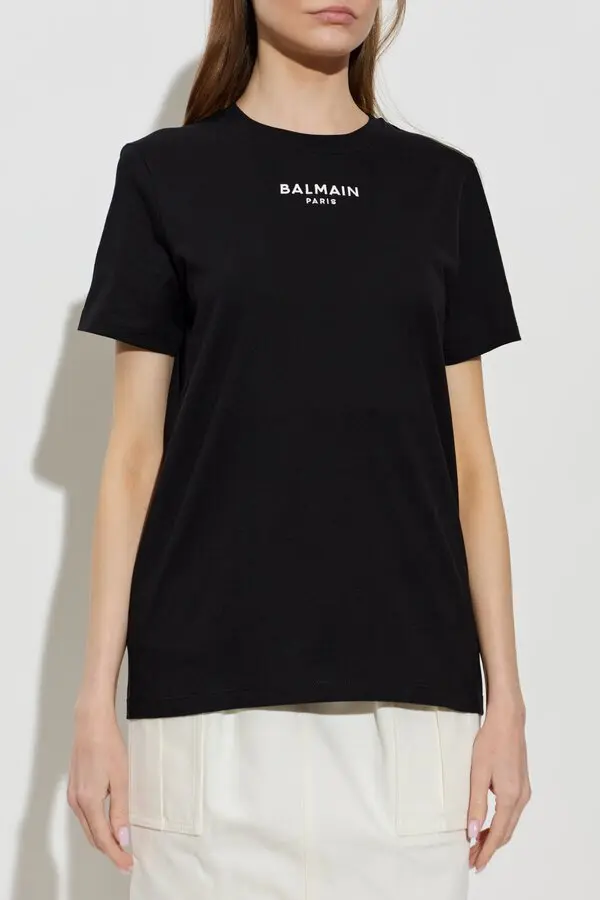 Balmain T-shirt With Embroidered Logo - Black