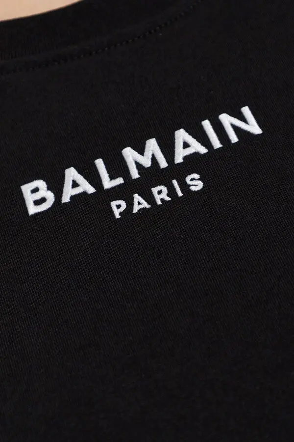 Balmain T-shirt With Embroidered Logo - Black