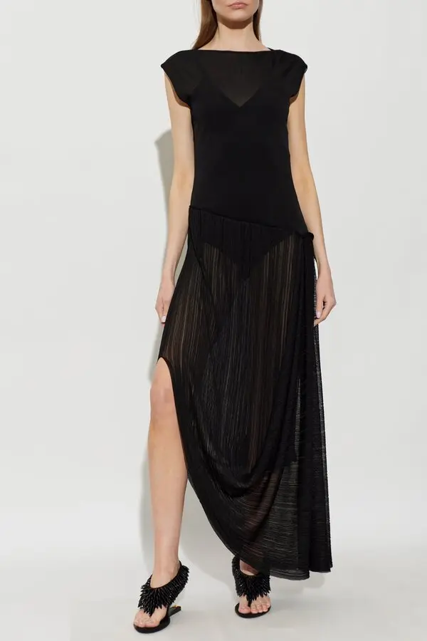Balmain Asymmetrical Sleeveless Maxi Dress - Black