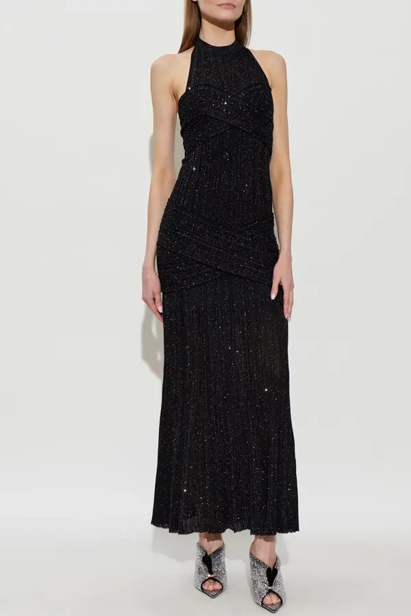 Balmain Sequined Halterneck Maxi Dress