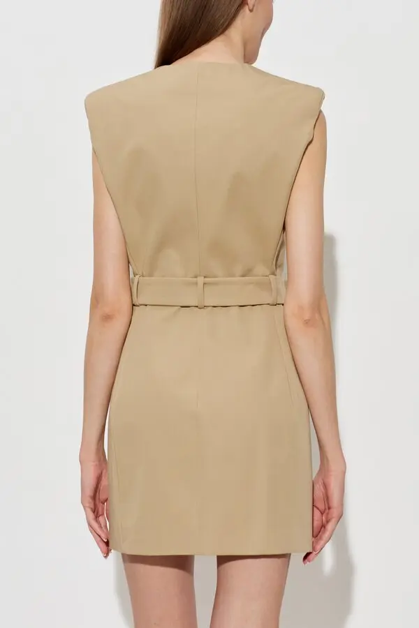 Balmain Sleeveless Mini Dress With Gold Buckle Belt