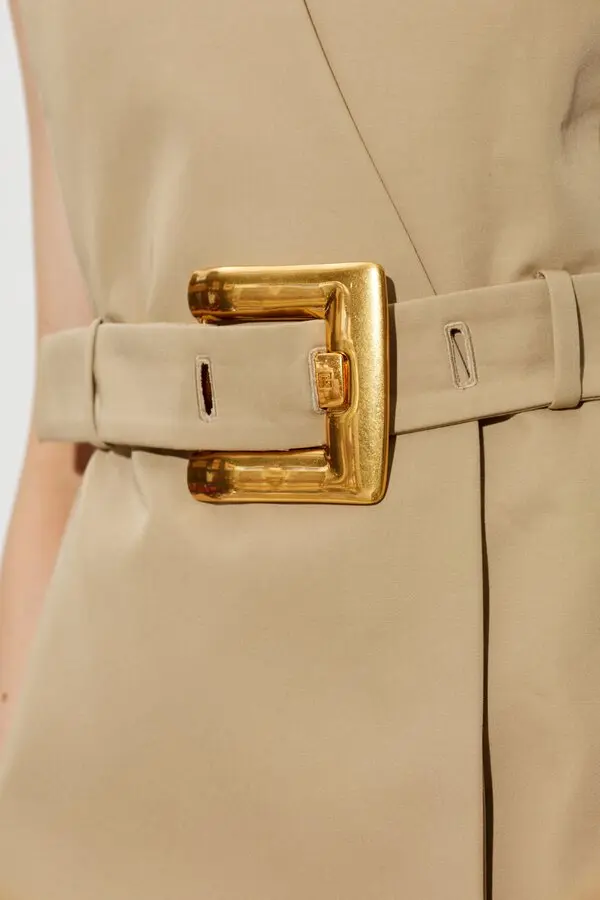 Balmain Sleeveless Mini Dress With Gold Buckle Belt
