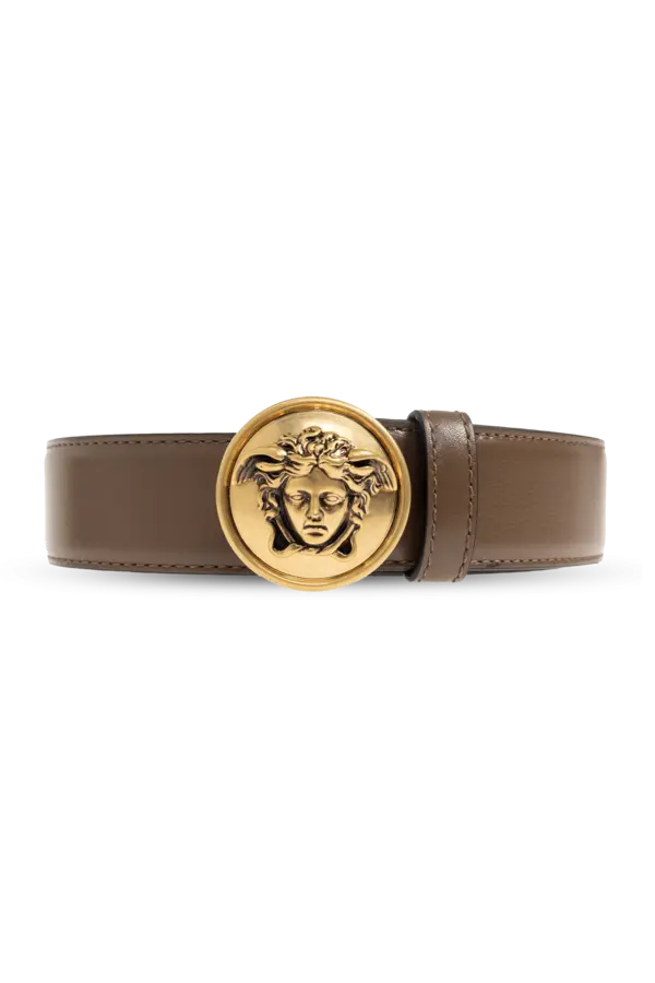 Versace Leather Belt With Medusa Buckle