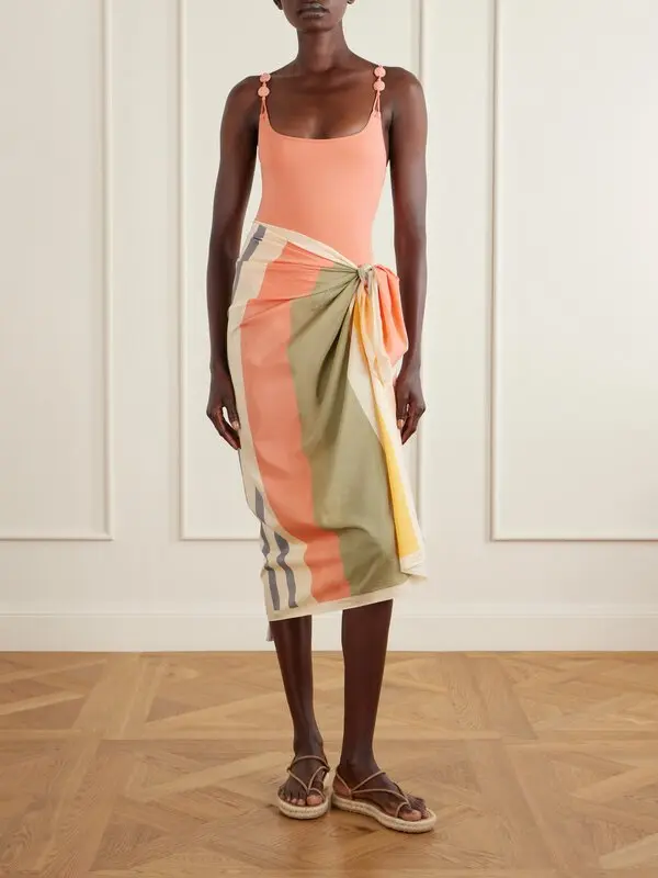 ERES Croquant Striped Cotton And Silk-blend Sarong - Multi
