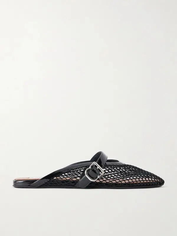 Alaïa Fishnet Flat Mules - Black