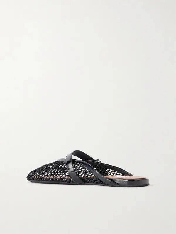Alaïa Fishnet Flat Mules - Black
