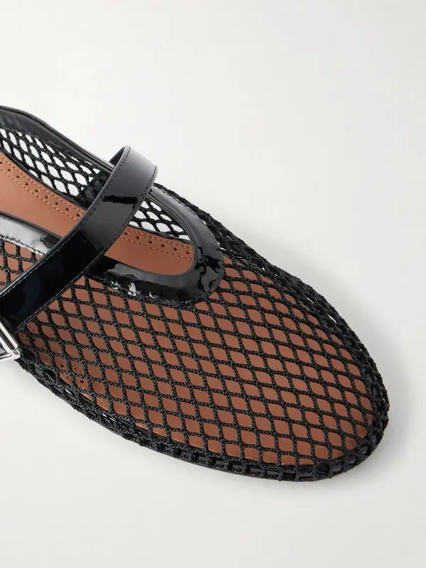 Alaïa Fishnet Flat Mules - Black