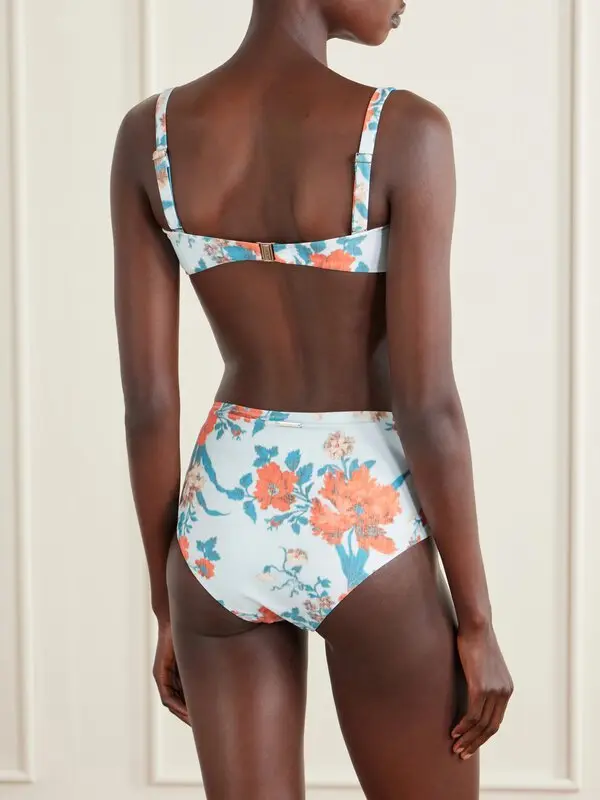 Erdem Floral-print High-waisted Bikini Bottoms