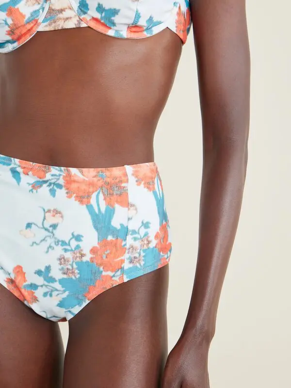Erdem Floral-print High-waisted Bikini Bottoms