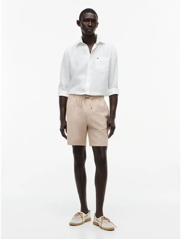 Tommy Hilfiger Cotton-linen Blend Drawstring Shorts - Beige