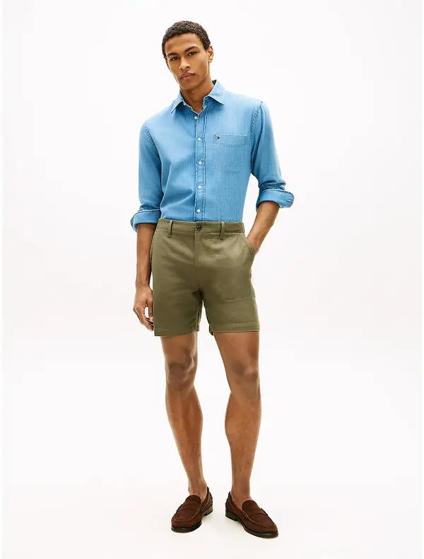 Tommy Hilfiger Textured Slub Twill Utility Shorts - Ghost Fern