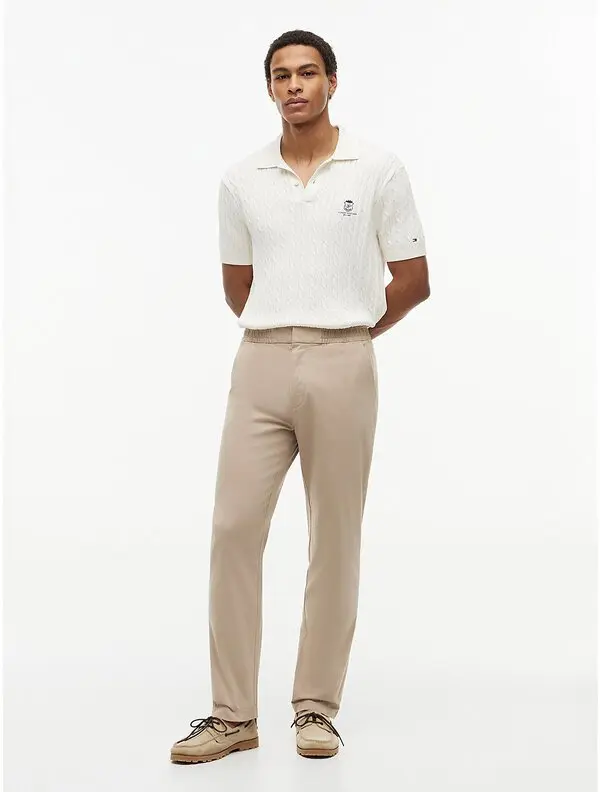 Tommy Hilfiger Dobby Weave Stretch Cotton Pants - Beige