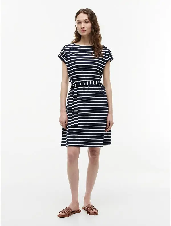 Tommy Hilfiger Striped Belted Stretch-cotton Dress