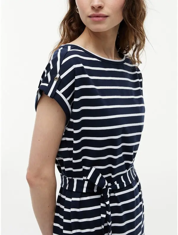 Tommy Hilfiger Striped Belted Stretch-cotton Dress