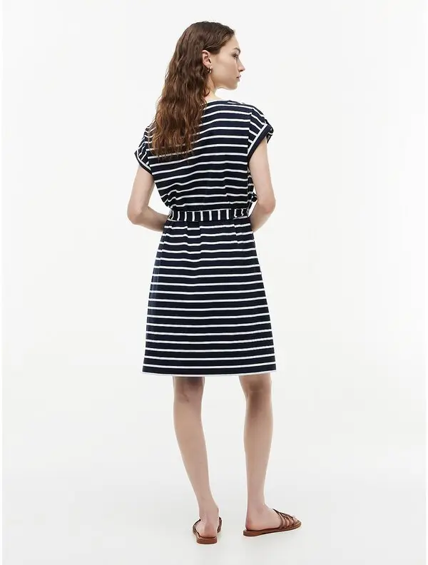 Tommy Hilfiger Striped Belted Stretch-cotton Dress