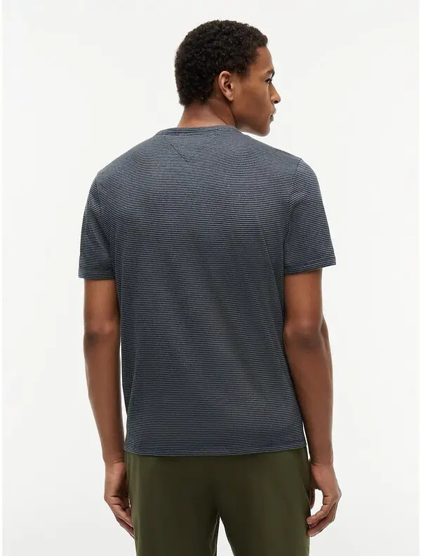 Tommy Hilfiger Striped Linen-blend Pocket T-shirt - Navy