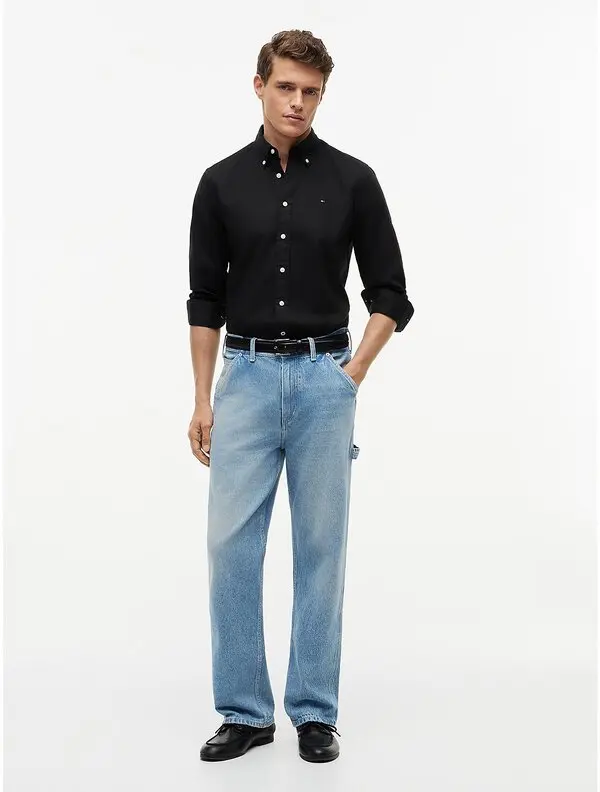 Tommy Hilfiger Regular Fit Linen-blend Shirt - Black