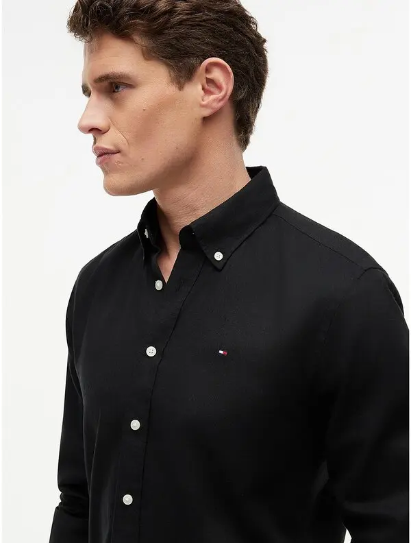 Tommy Hilfiger Regular Fit Linen-blend Shirt - Black