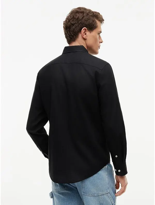Tommy Hilfiger Regular Fit Linen-blend Shirt - Black