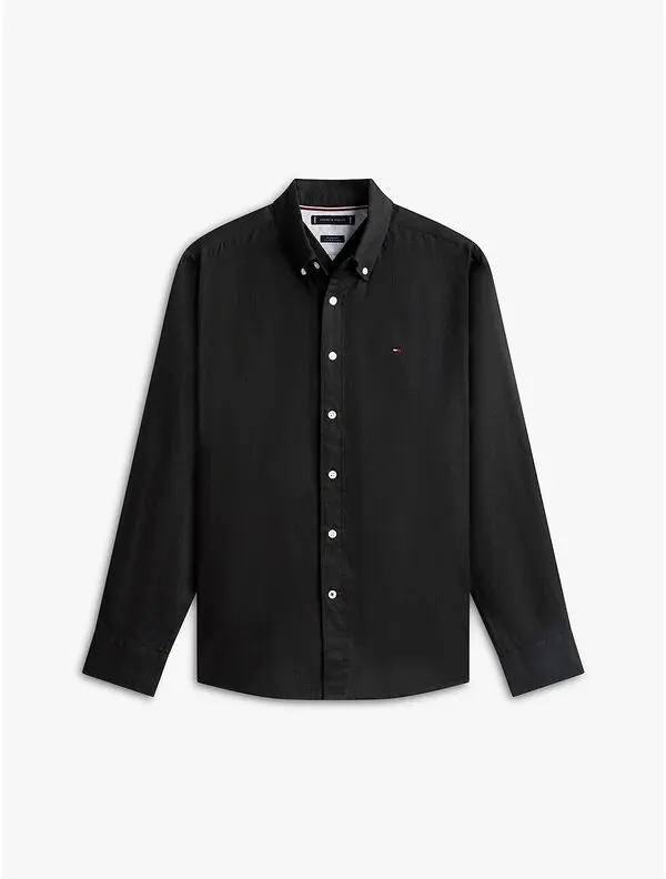 Tommy Hilfiger Regular Fit Linen-blend Shirt - Black