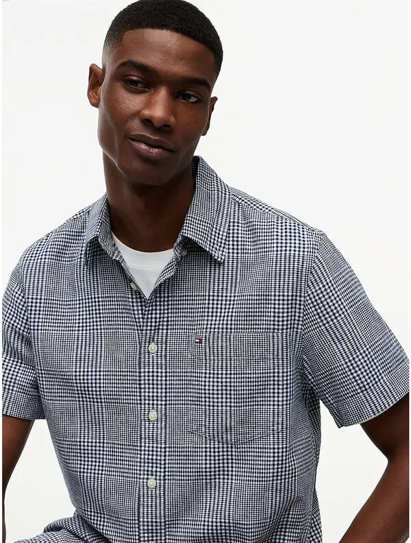 Tommy Hilfiger Regular Fit Glen Plaid Linen-blend Shirt