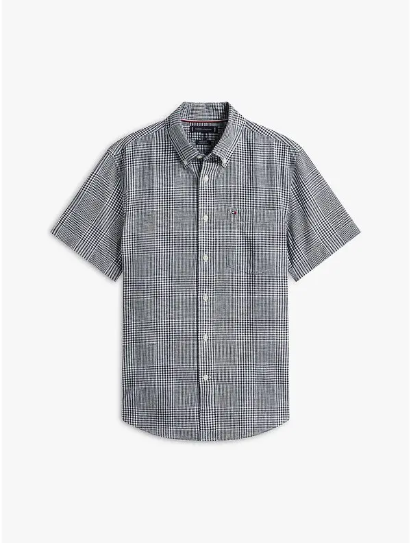 Tommy Hilfiger Regular Fit Glen Plaid Linen-blend Shirt