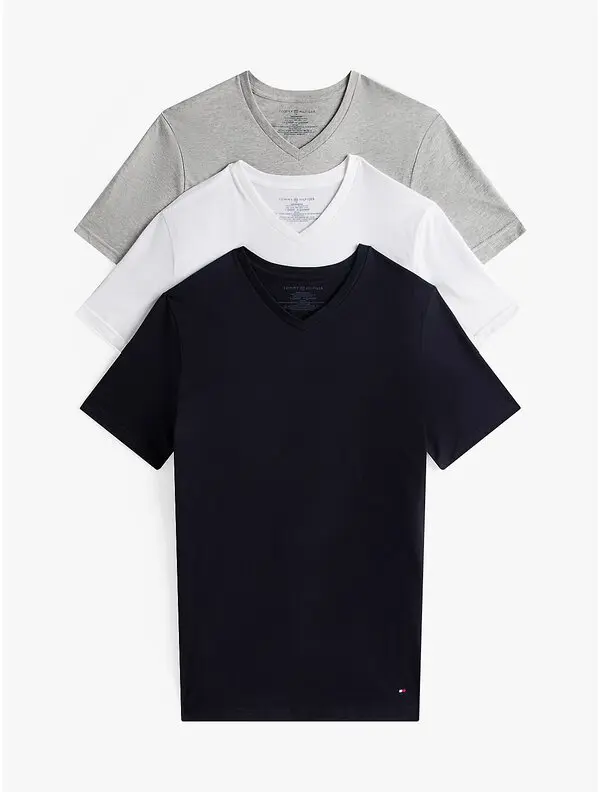 Tommy Hilfiger Cotton Classics V-neck Undershirt 3-pack - Storm