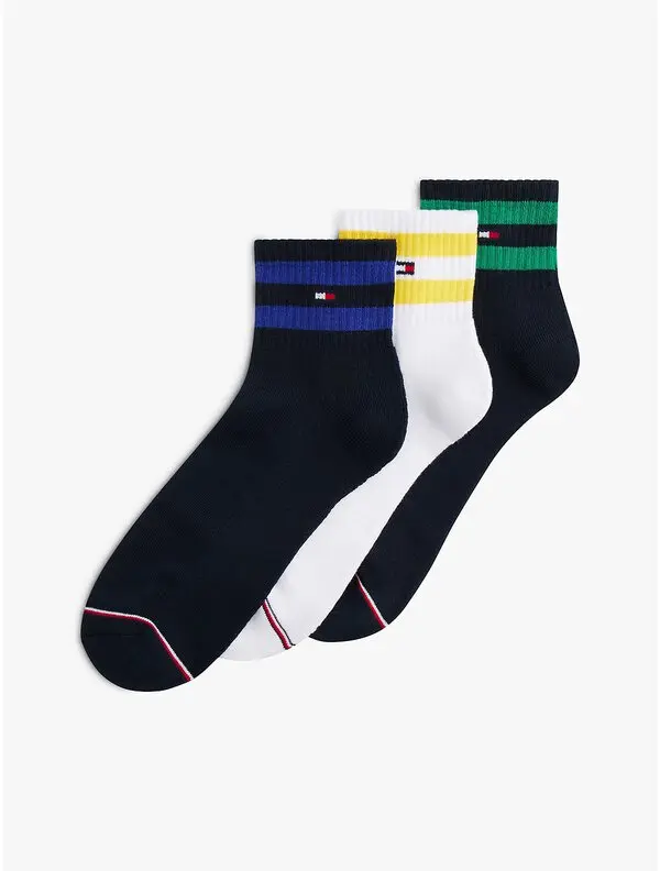 Tommy Hilfiger Varsity Stripe Crew Socks 3 Pack - Navy/multi