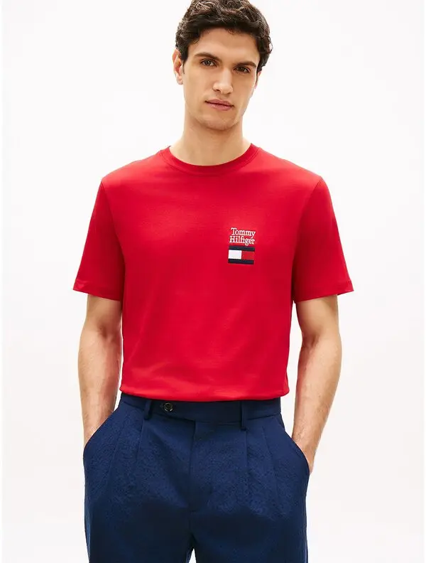 Tommy Hilfiger Stacked Logo T-shirt - Medium Red