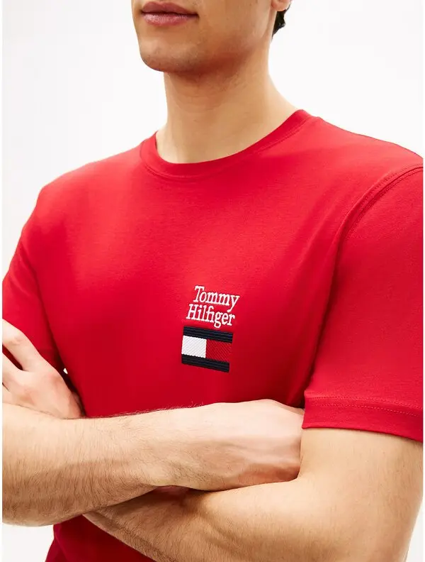 Tommy Hilfiger Stacked Logo T-shirt - Medium Red