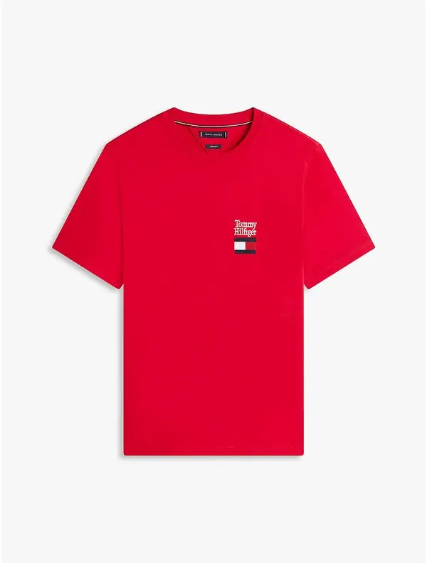 Tommy Hilfiger Stacked Logo T-shirt - Medium Red