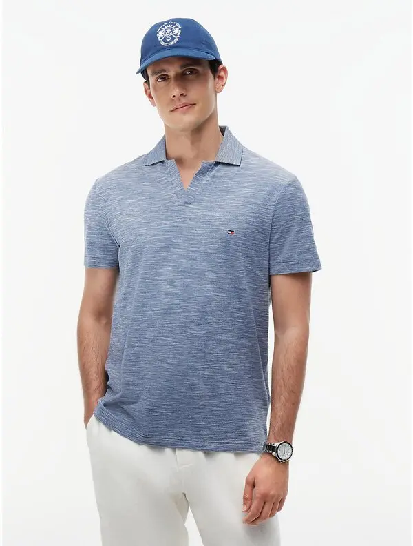 Tommy Hilfiger Regular Fit Textured Oxford Slub Polo - Blue