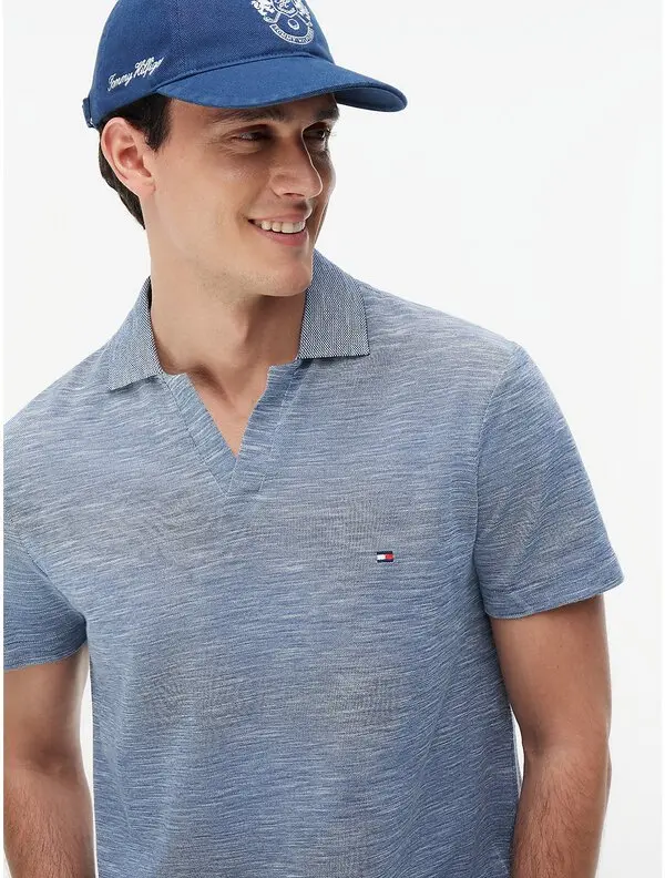 Tommy Hilfiger Regular Fit Textured Oxford Slub Polo - Blue