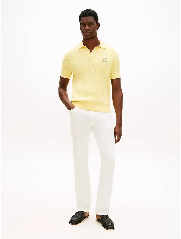 Tommy Hilfiger Short Sleeve Cable Knit Polo Sweater
